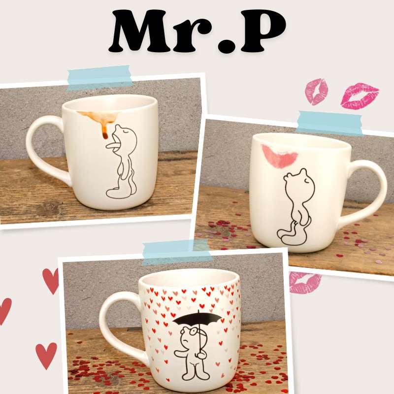 Mr. P Kaffeebecher · Kiss Heart Lick · Tasse » Jetzt kaufen